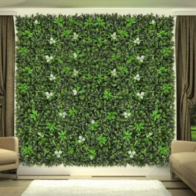 Green Artificial Plant Wall Greenery Panel Decorative Foliage Hedge ...