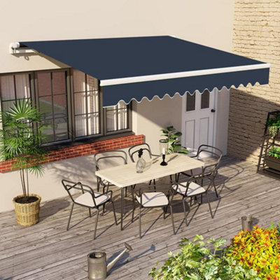 Green Bay 4 x 3 m DIY Patio Retractable Manual Awning Garden Sun Shade ...