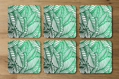 Green Biophilic design with natural analogues texture (Coaster ...