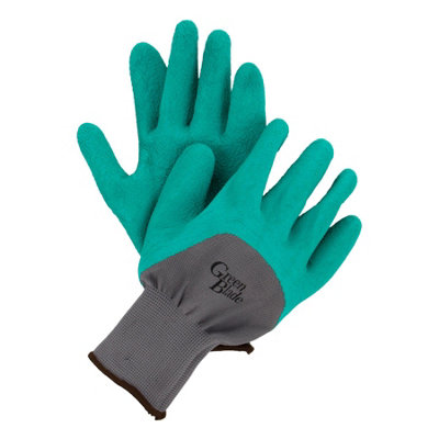 Green Blade Crinkle Latex Gardening Gloves - Large - Green