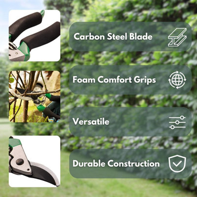 Green Blade Heavy-Duty Carbon Steel Secateurs - 20cm - Green