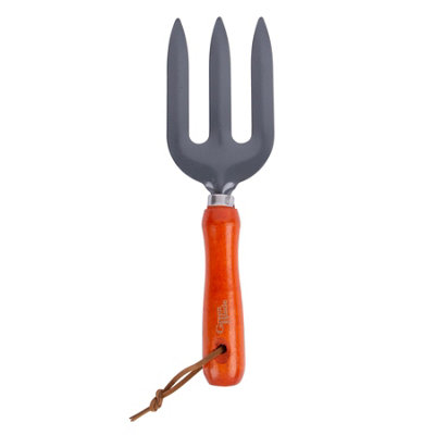 Green Blade Heavy Duty Wooden Handle Hand Fork - Red