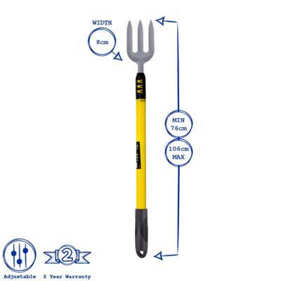 Green Blade Telescopic Stainless Steel Garden Fork - Yellow