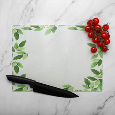 Green Border Glass Chopping Board