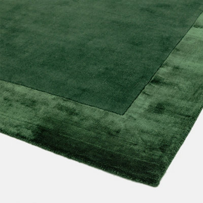 Green Bordered Wool Handmade Luxurious Modern Plain Easy to Clean Rug ...