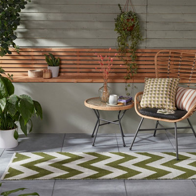 Green Brittany Chevron Runner Indoor / Outdoor Patio Rug - Extra Long ...