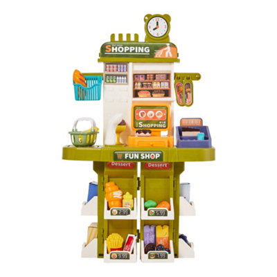 Green Children Pretend Supermarket Shopping Playset with 38-Piece Toy ...