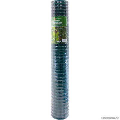 Green Coated Galvanised Mesh Wire 0.9m X 10m Garden Netting 25mm ...