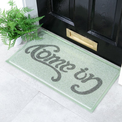 Green Come in Go Away Doormat (70 x 40cm) | DIY at B&Q
