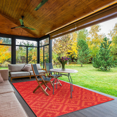 Green Decore 120 x 180 cm Bettina Red & Orange Outdoor Rug Perfect for ...