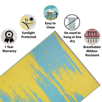 Green Decore 120 x 180 cm Liza Aqua Blue and Yellow Outdoor Rug Perfect ...