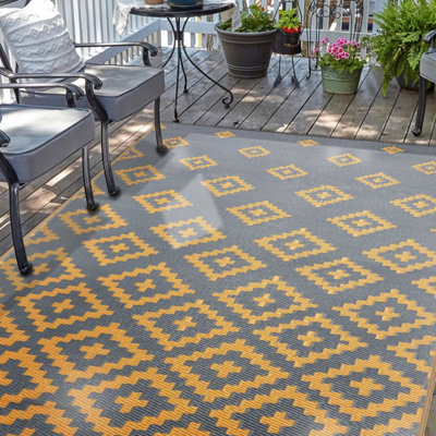 Green Decore 240 x 300 cm Bettina Charcoal Grey / Yellow Ochre Outdoor ...