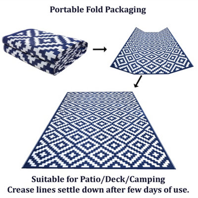 Green Decore 270 x 360 cm Navy Blue / White Reversible Plastic Camping ...