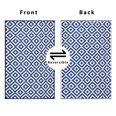 Green Decore 270 x 360 cm Navy Blue / White Reversible Plastic Camping ...