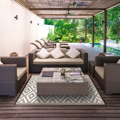 Green Decore Lightweight Reversible Stain Proof Plastic Outdoor Rug ...