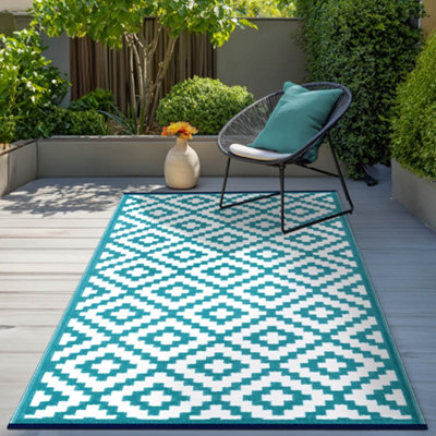 Green Decore Lightweight Reversible Stain Proof Plastic Outdoor Rug ...