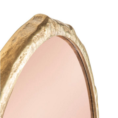 Green Decore Zenith Organic Circular Brass Wall Mirror With Pink glass ...