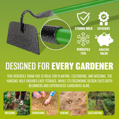 Green Draw Hoe With Handle 140cm Long Carbon Steel Cultivator Black ...