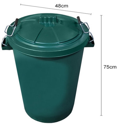 Green Dustbin with Clip Locking Lid Plastic Dustbin for Garden Waste ...