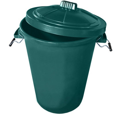 Green Dustbin with Clip Locking Lid Plastic Dustbin for Garden Waste ...
