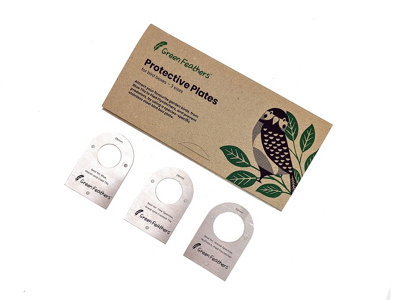 Green Feathers Bird Box Stainless Steel Cover Plates, x3 Pack, 25mm ...
