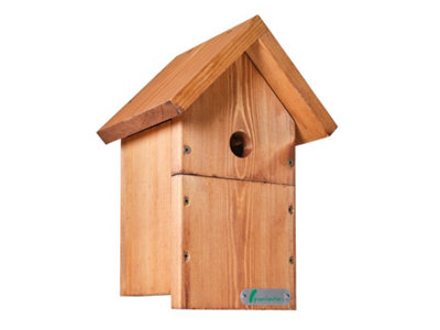 Green Feathers Small Handmade Wooden Bird Box - H34 x W25 x L19 cm