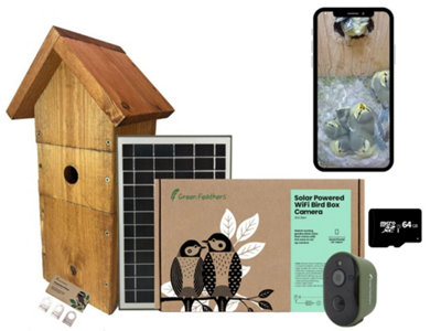 Green Feathers Solar Powered WiFi Full HD Camera and Bird Box Complete Pack