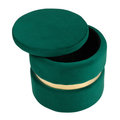 Green Flannel Upholstered Storage Ottoman Foot Rest