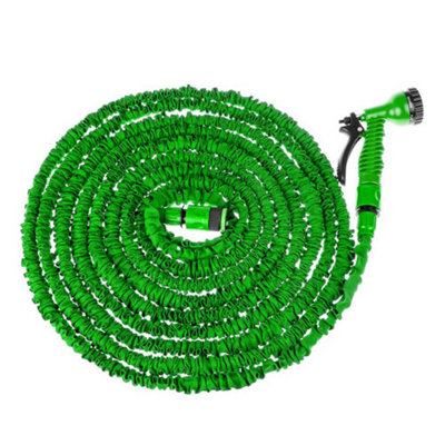 Green Garden Hose With 7 Functions Spray Gun
