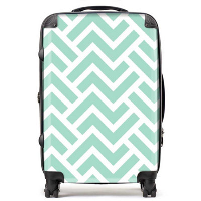 Green Geometric Pattern Suitcase - Medium