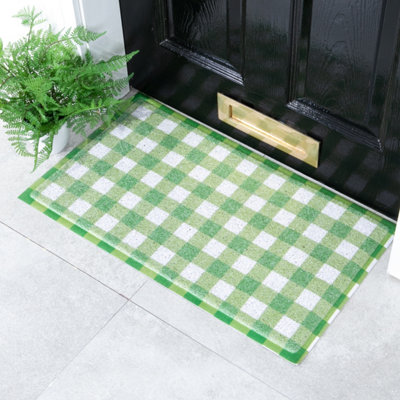Green Gingham Doormat (70 x 40cm) | DIY at B&Q