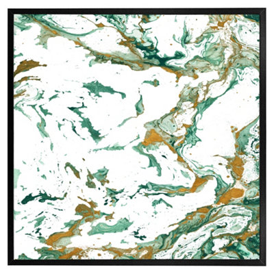 Green & golden marble (Picutre Frame) / 24x24" / Oak