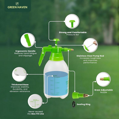 GREEN HAVEN 2L Pump Action Pressure Sprayer Garden Spray Bottle ...