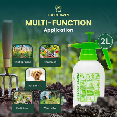 GREEN HAVEN 2L Pump Action Pressure Sprayer Garden Spray Bottle ...