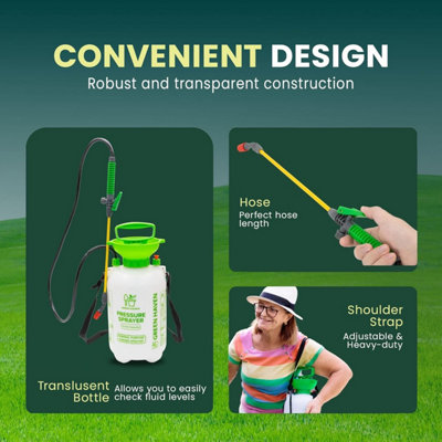 GREEN HAVEN 5 LITRE PUMP ACTION PRESSURE SPRAYER PUMP SPRAYER WITH ...