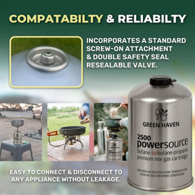 Green Haven C500 Gas Canisters 12 Pack for Camping Stoves High ...