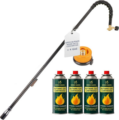 Green Haven Cordless Weed Burner with 4 Gas Canisters Heavy-Duty ...