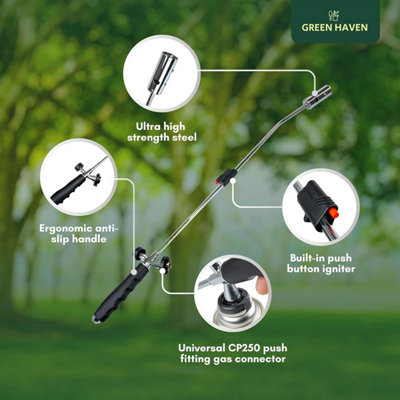 GREEN HAVEN Gas Powered Weed Burner with Auto Ignition Weed Burner Gas ...