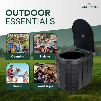 GREEN HAVEN Outdoor Camping Toilet Travel Toilet with Roll Holder ...