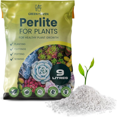 Green Haven Perlite for Plants 9L Lightweight Horticultural Grit for Potting Mix Rooting ...