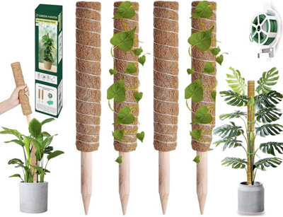 Green Haven Plant Support 16" 4 Pack Moss Poles for Monstera Extendable ...