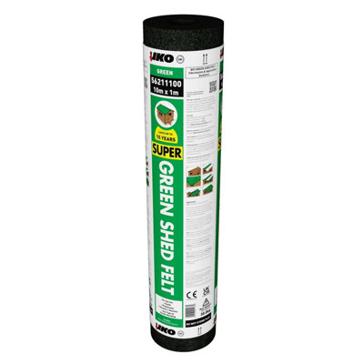 Green IKO Super Shed Felt Mineral Roofing Felt 1m x 10m (10m2/Roll ...