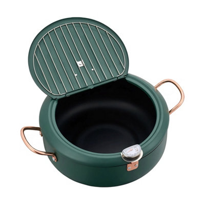 Green Japanese-style Dual-Handle Tempura Deep Frying Pot with ...