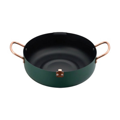 Green Japanese-style Dual-Handle Tempura Deep Frying Pot with ...