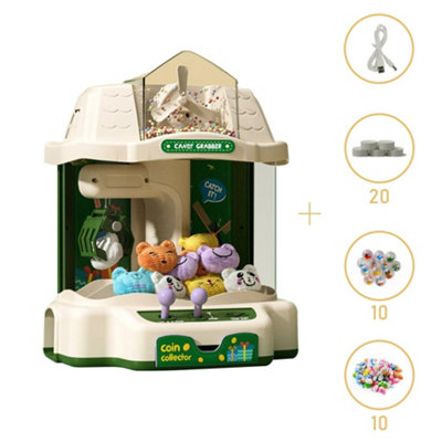 Green Kids' Arcade Claw Machine Toy Grabber with Game Coins
