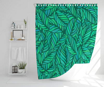 Green Leaves Pattern (Shower Curtain) / Default Title | DIY at B&Q