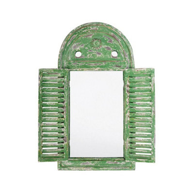 Green Louvre Style Wall Mirror