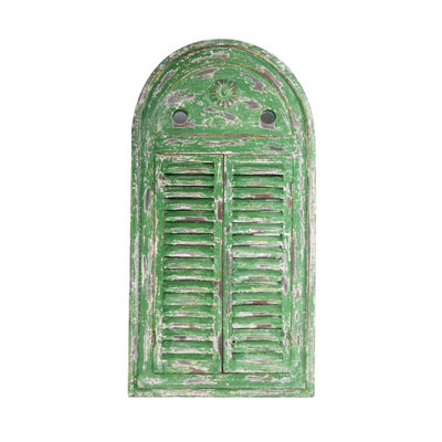 Green Louvre Style Wall Mirror
