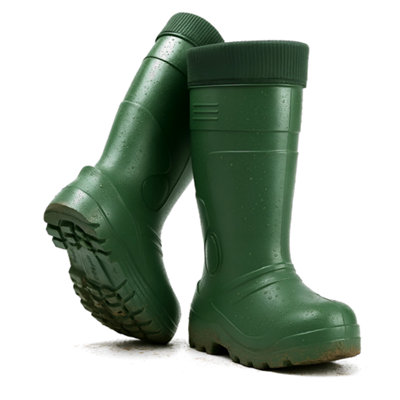 Green Mens Thermal Waterproof Wellington Boots - Lightweight EVA Fleece ...