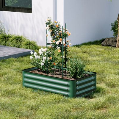 Green Metal Raised Bed Galvanized Raised Planter Box Outdoor Raised ...
